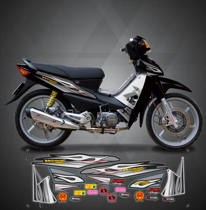 tem xe wave 100 mẫu tem lửa dán xe dàn áo đen | Lazada.vn