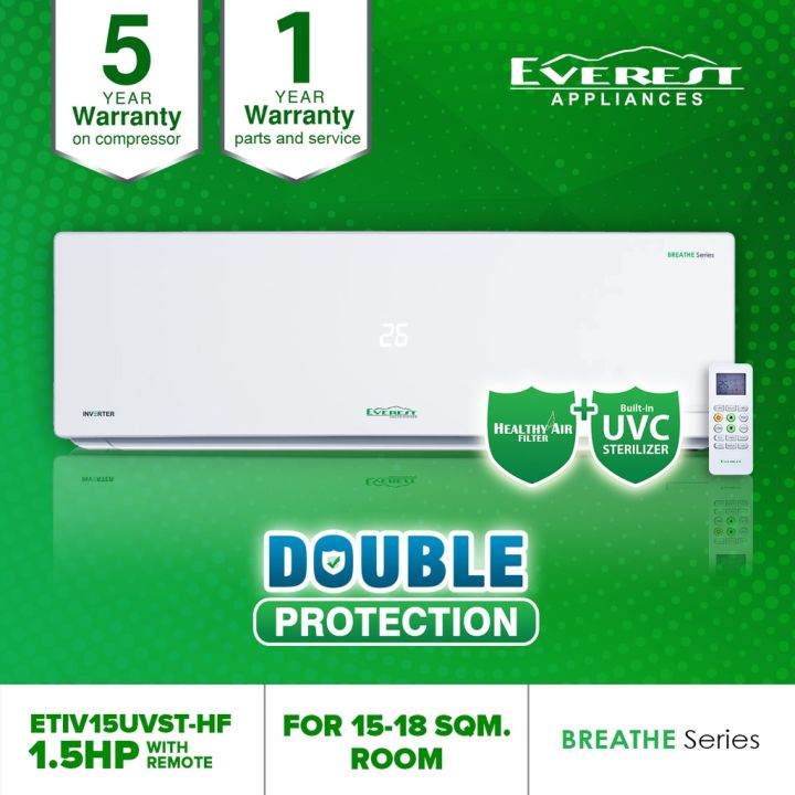 EVEREST 1.5HP Inverter Split Type Aircon/Fast Cooling/ FIlter/ Self ...