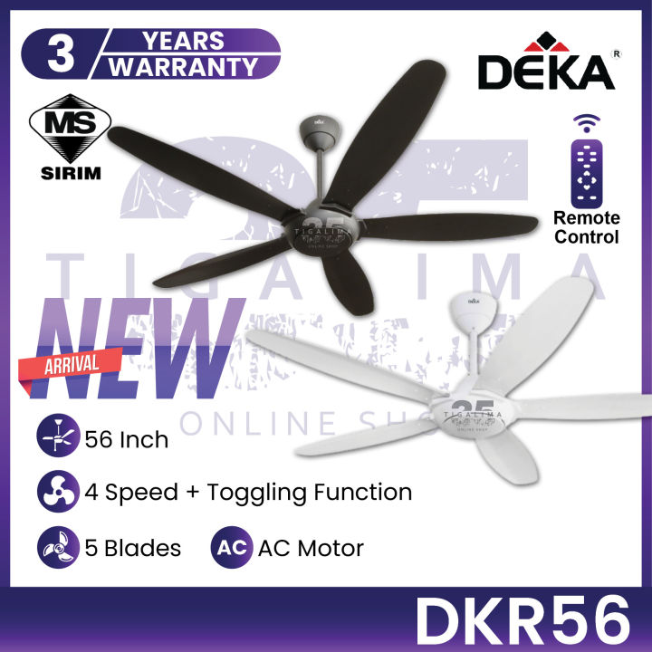 DEKA DKR56 56 Inch 5 Blades 4 Speed AC Motor With Remote Control DEKA ...