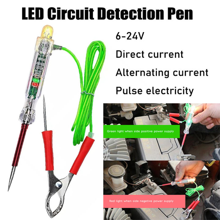 6-24V Car LED Circuit Tester Test Light with Dual Probes Alligator Clip ...