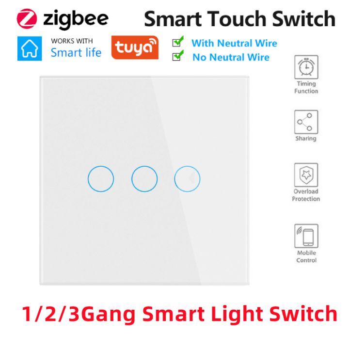E Life Smart Store Zigbee Touch Switch 1/2/3 Gang 100-240VAC Wall Light ...
