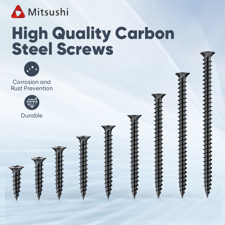 Mitsushi Black Screw Wood/Metal Self Tapping 1"-3"inch Gypsum Screw ...