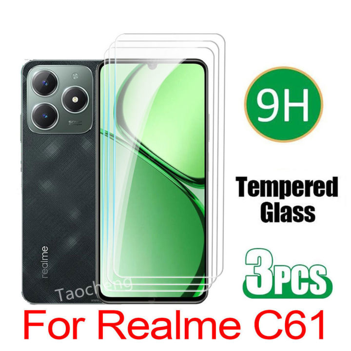 3ชิ้นปกป้องหน้าจอสำหรับโทรศัพท์ Realme C61 C 61 RealmeC61 4G 2024กระจก ...