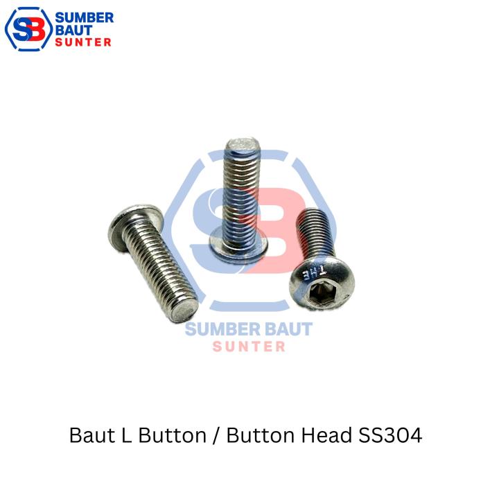 M6x60 Button Head / Baut L Button Stainless SS304 Hex Head Socket Screw ...