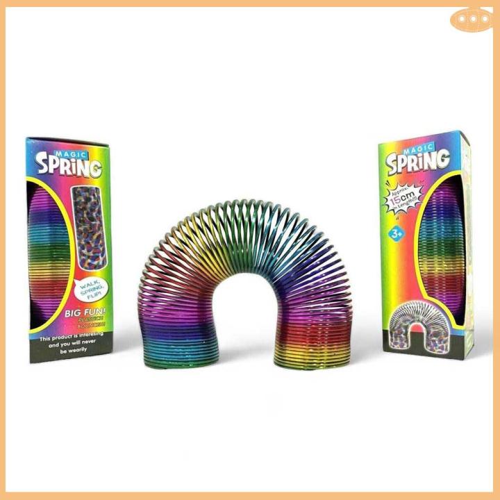 Rainbow Magic Spring Fun Toy Stretching Bouncing Rainbow Coil 15cm ...
