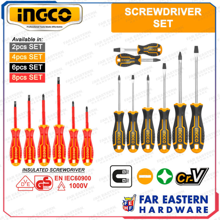 INGCO Screwdriver Set Flat | Phillips | Insulated INHT | Lazada PH
