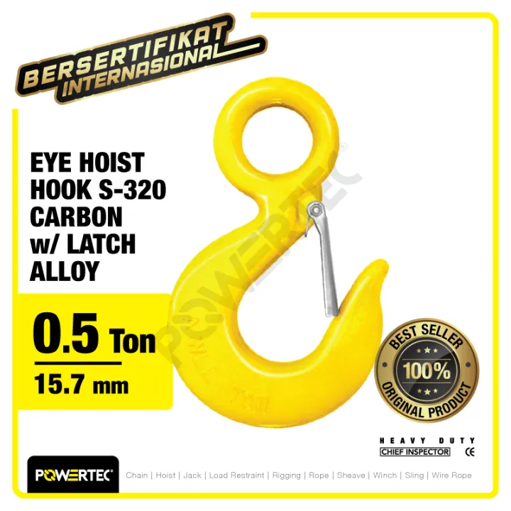 POWERTEC Eye Hoist Hook with Latch Carbon 0.5 Ton | Lazada Indonesia
