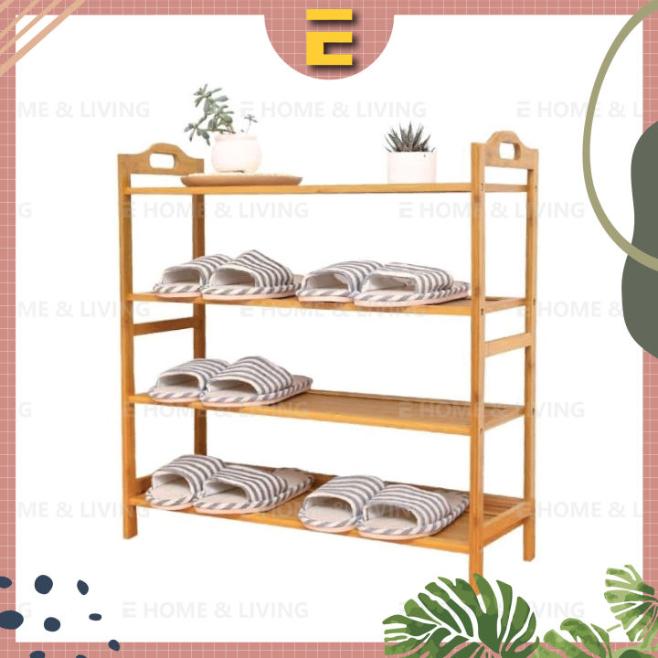 [EC] 3/4/5/6 TIERS [70cm] BAMBOO SHOE RACK STORAGE SHELVES (PLATED ...