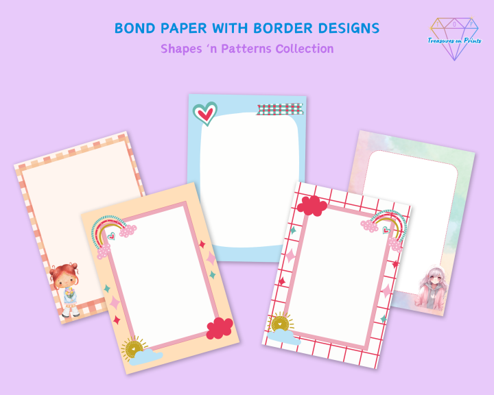 Short or A4 Paper One Bond Paper with Border Designs, Shapes 'n ...