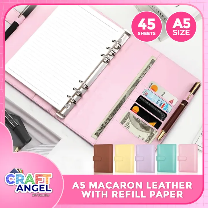 Notebook with Refill Paper Leather (45Sheets) A5size Binder Cover notes ...