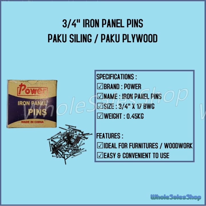 3/4" IRON PANEL PINS PAKU KECIL PAKU SILING PLYWOOD | Lazada