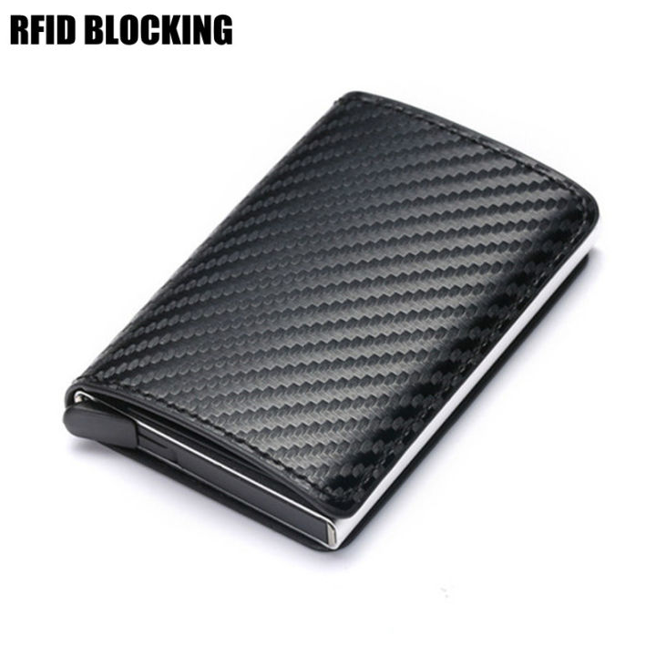 RFID Blocking Carbon Fiber Leather Men's Wallet Money Cash Clip Purses ...