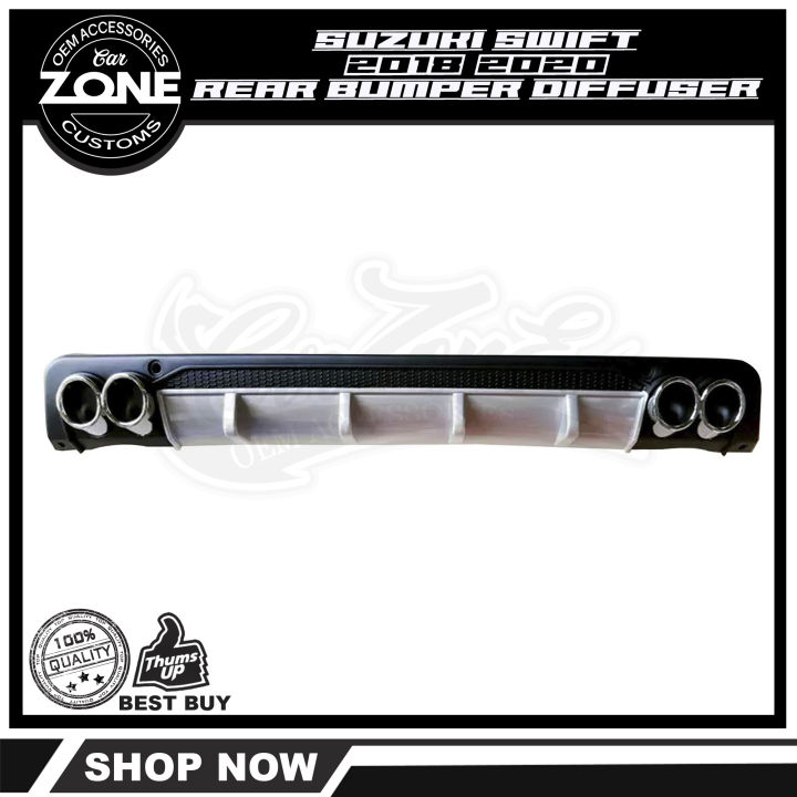 Suzuki Swift 2018-2020 Rear Bumper Diffuser (Matte Black/Silver ...