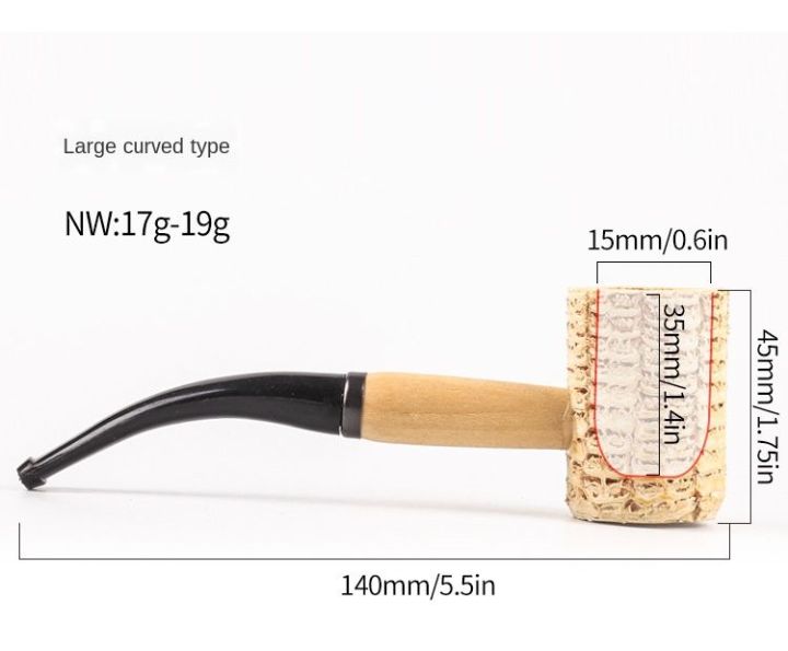 New Corn pipe corncob pipe for guests corn pipe novice straight curved ...