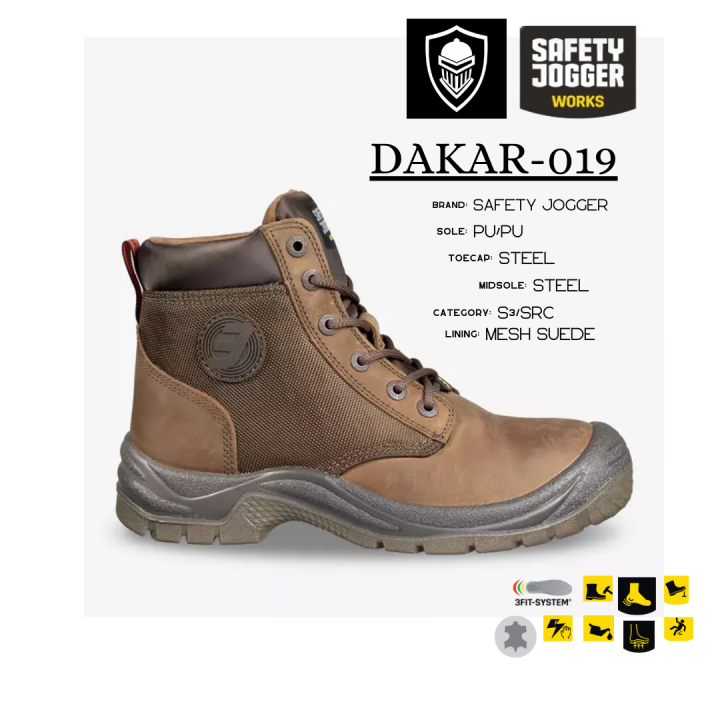 Safety Jogger Dakar 019 S3 High Cut, PU/PU Sole, Steel Toecap, Steel Midsole, Premoulded Insole ...