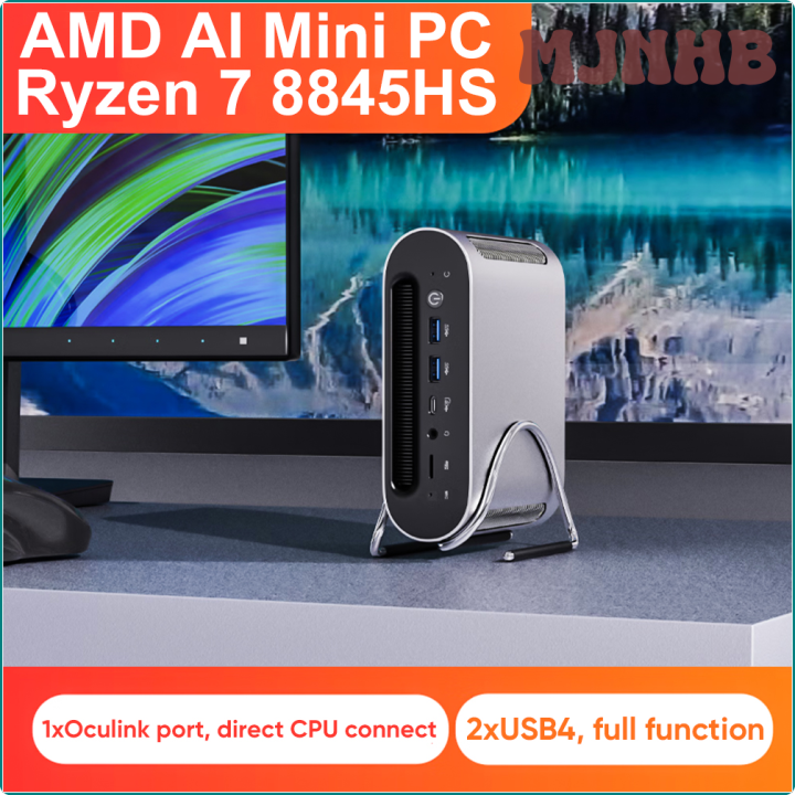 MJNHB 2024 NEW AI Mini PC AMD Ryzen 7 8845HS Oculink 2*USB4.0 2*M.2 ...