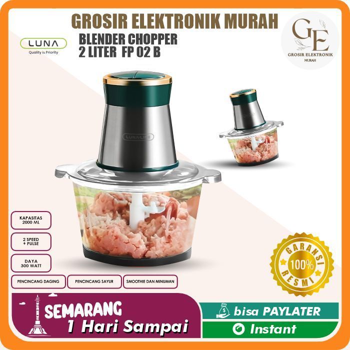 LUNA LIFE BLENDER CHOPPER KAPASITAS 2 LITER FP 02 B KACA / FOOD ...