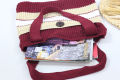 Totebag wanita Omtedcollection dua ruang multifungsi motif salur tiga ...