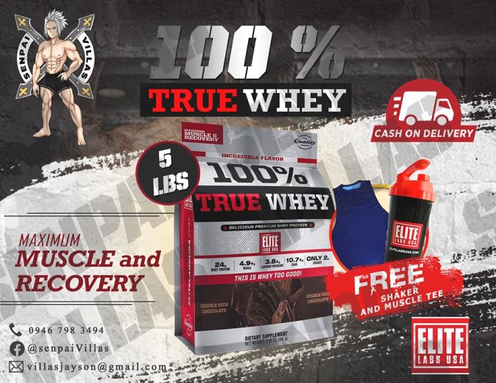 ELITE LABS USA 100% TRUE WHEY 5LBS WITH FREE SHAKER AND MUSCLE TEE ...