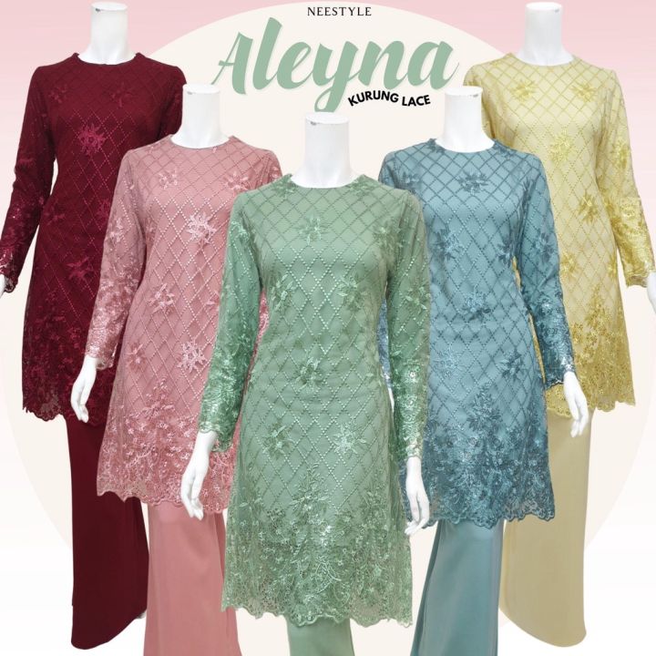 [NEESTYLE] ALEYNA PLUS SIZE • Baju Kurung Moden Full Lace Baju Tunang ...