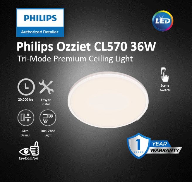 Philips Ozziet CL570 LED 36W 4000K Cool White Ceiling Light | Lazada ...