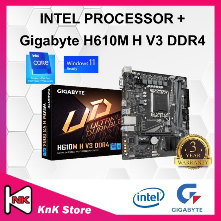 Gigabyte H610M H V3 DDR4 H610 LGA1700 Motherboard + Intel 12TH GEN ...