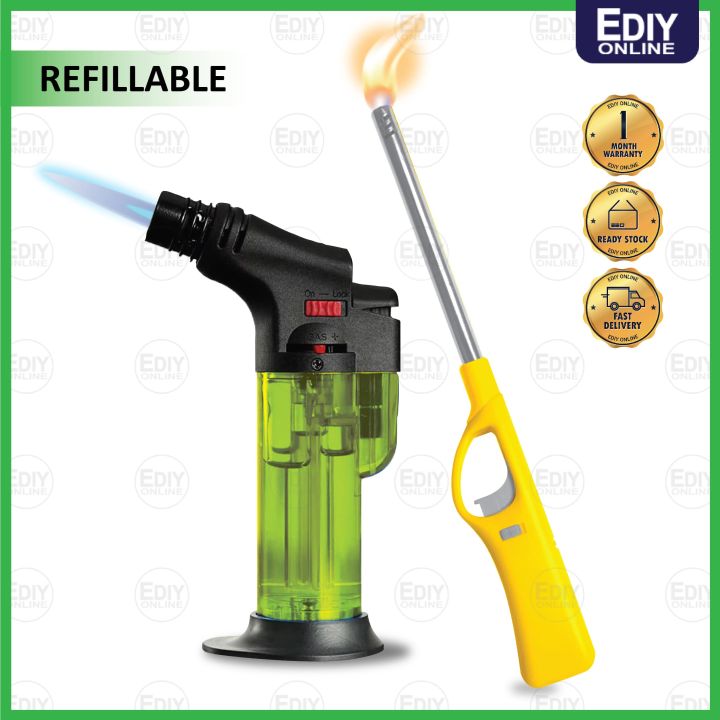 【NEW】PRO REFILLABLE GAS LIGHTER WINDPROOF JET Torch Turbo Fire Big ...