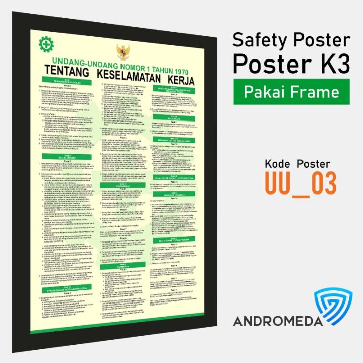Safety Poster K3 Keselamatan Kerja UU no.3 + Frame | Lazada Indonesia
