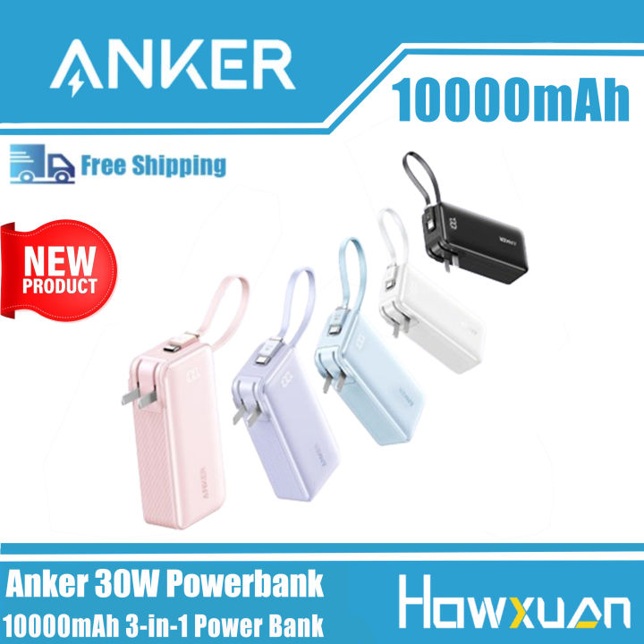 Anker 3-in-1 Power Bank USB C Charger Block, 10,000mAh Portable Charger ...