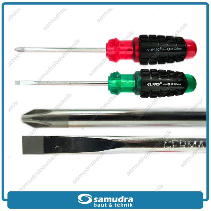 Paket 2 Set Obeng LIPPRO 5" inch Plus Minus Rubber Handle Screwdriver ...