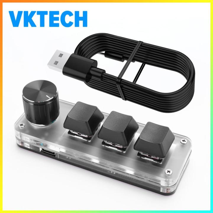 [Vktech] 3 Key + 1 Knob / 4 Keys RGB Macro Custom Keyboard Programmable Mechanical Keypad ...