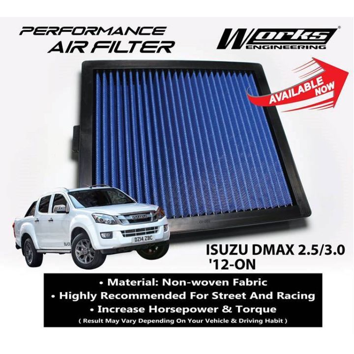 Isuzu Dmax 2.5 / 3.0 '12+ - Works Engineering Washable Drop In Air ...