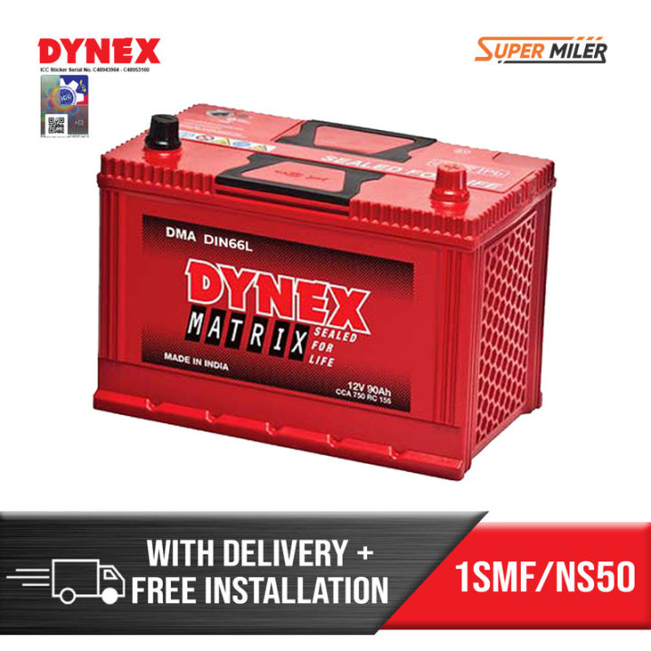 Dynex 1SMF / NS50 Automotive Battery 12 Months Warranty and Maintenance ...