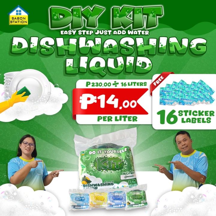 Dishwashing Liquid DIY Kit 16L Yield w/ Free Stickers | Easy Steps | Just Add Water | Lazada PH