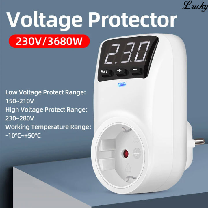Practical LED Display Voltage Protector Socket AC 230V Adjustable 16A ...