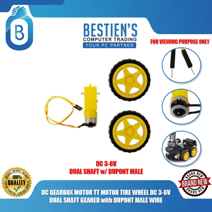 DC GEARBOX MOTOR TT MOTOR TIRE WHEEL DC 3-6V DUAL SHAFT GEARED with ...