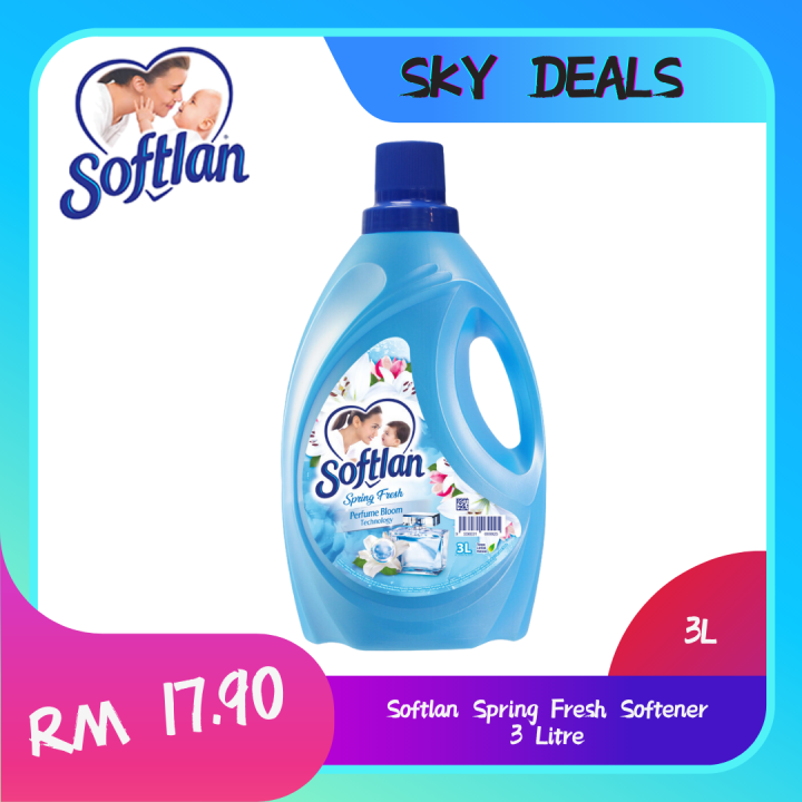 Softlan Softener Spring Fresh 3Litre 衣服柔软剂 Perfume Bloom Technology ...