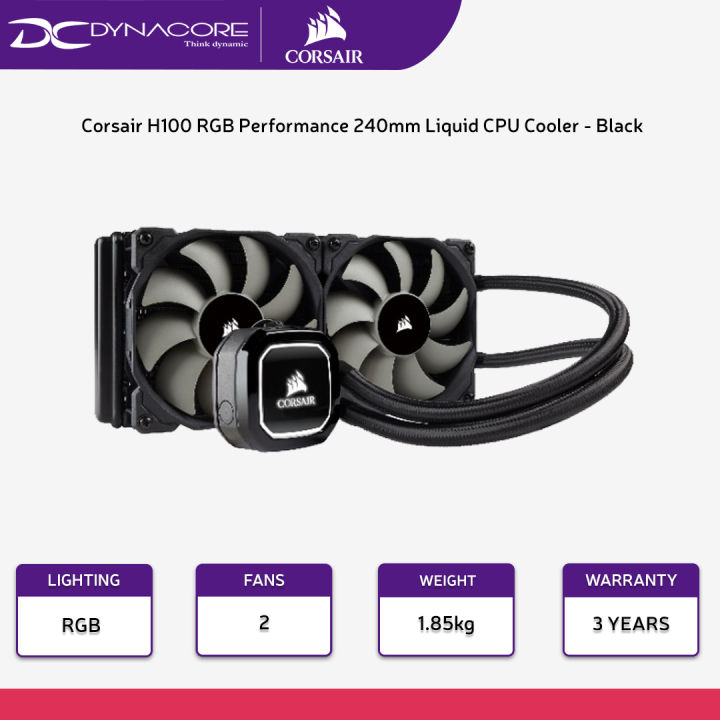 Corsair H100 RGB Performance 240mm Liquid CPU Cooler - CW-9060053-WW ...