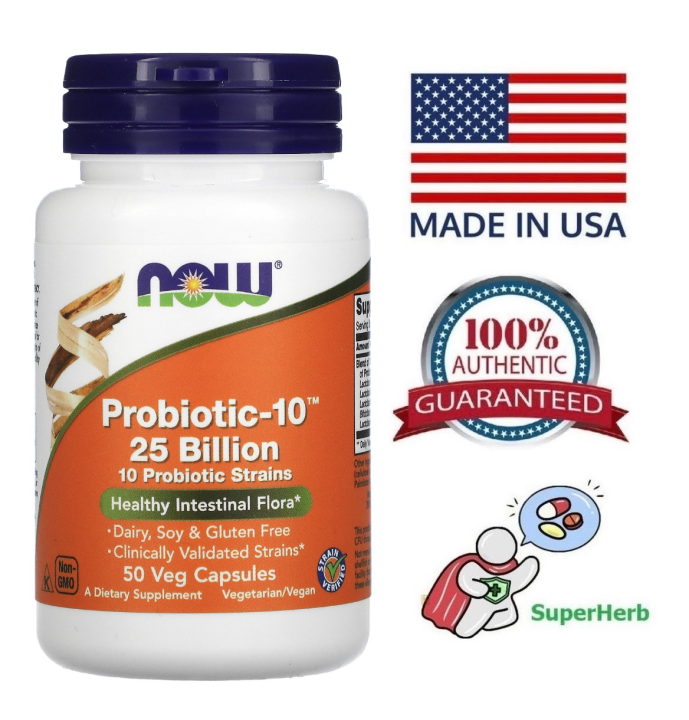 NOW Foods, Probiotic-10, 25 Billion, 50 Veg Capsules | Lazada PH