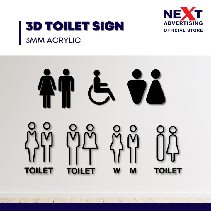3D Toilet/Washroom Acrylic Signs | Lazada