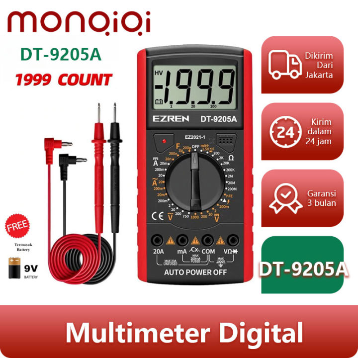 DT-9205A Multimeter Avometer Multitester Digital DC AC Diode TR ...