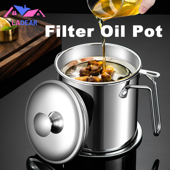 {SG} Filter Oil Pot with Oil Strainer Grease Can Stainless Steel Oil ...