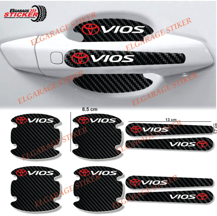 8pcs stiker carbon handle pintu mobil vios stiker pelindung handle ...