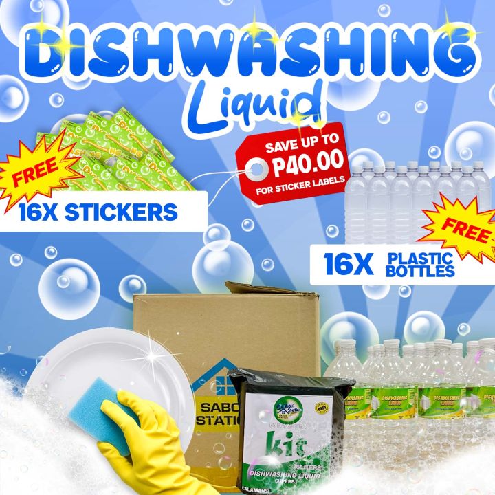 Dishwashing Liquid DIY Kit Easy Step 16L w/ Bottles and Sticker Labels ...