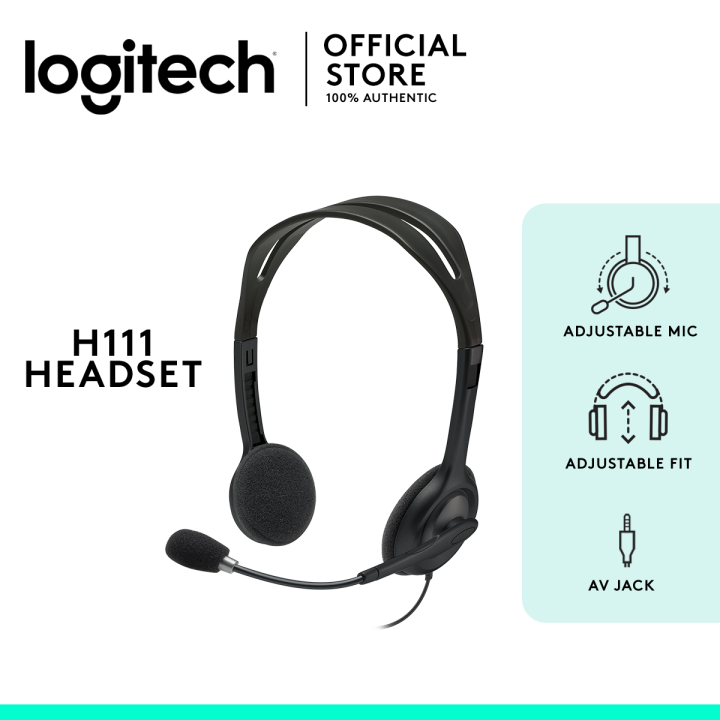 Logitech H111 Wired Headset, Stereo Headphones 3.5 mm Audio Jack with ...