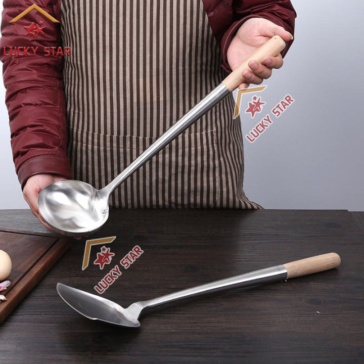 Macao Soup Ladle & Sianse Stainless Steel Wooden Handle Chef Big Soup ...