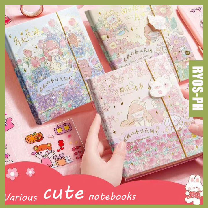 INS Style Square Notebook Cute Cartoon Girl Heart Hand Ledger Notebook ...