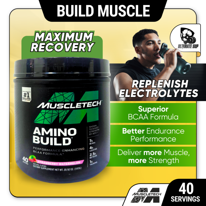 Muscletech Amino Build, BCAA, Amino Acid + Electrolyte Powder, Support ...