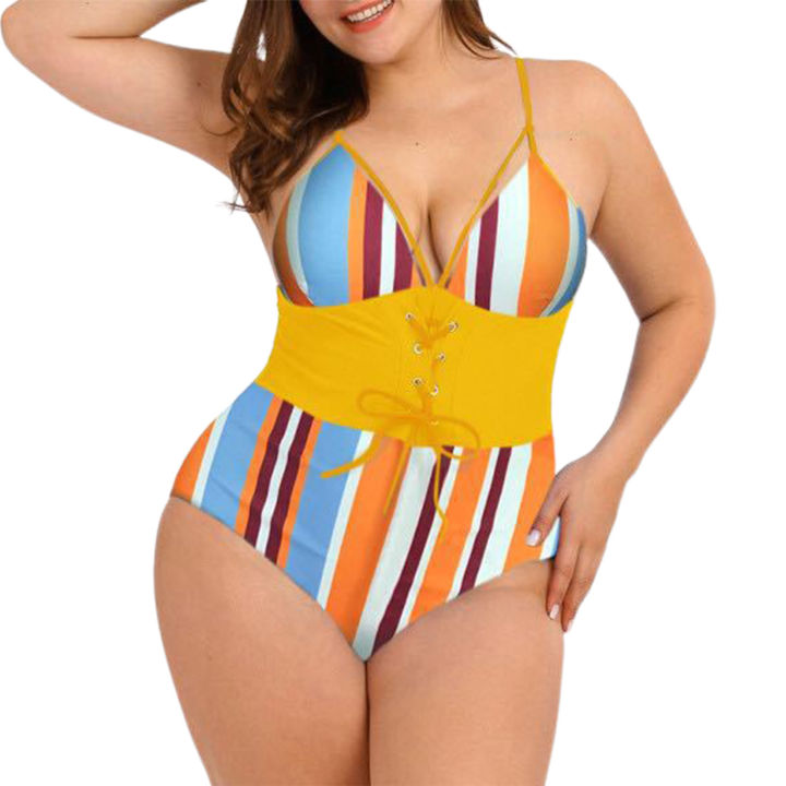 Bodysuit Swimsuit Flower Printing Waist Tight Ultra Soft One Piece Plus
