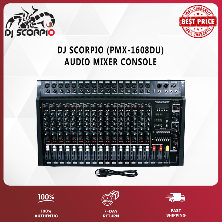 DJ SCORPIO (PMX-1608DU) - 16-Channel Powered Audio Mixer Console - w ...